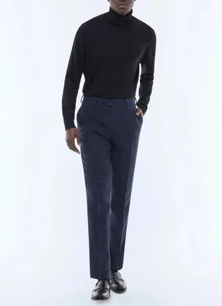 Fursac Pantalon ajust&eacute; en laine &agrave; chevrons - Taille 36 - Homme
