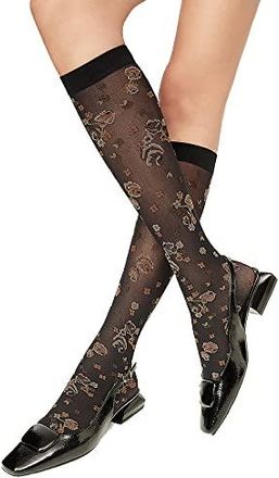 Penti Penti Laura Chaussettes hautes Socquettes Chaussette haute I Noir Motif floral I Taille unique, Noir