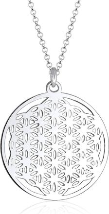 Elli Halskette Silber 925 Ornament Lebensblume Anhänger Kette Damen Schmuck Geschenke für Frauen Mädchen Mama Freundin, Boho Silberkette Länge 70 cm