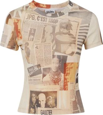 Jean Paul Gaultier Femme, Tops, Multicolore, Taille: 38 FR Printed Journal Tee-Shirt