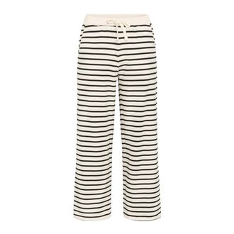 Part Two Femme, Pantalons, Blanc, Taille: 36 FR Pantalon &agrave; Jambes Larges &agrave; Rayures Noires