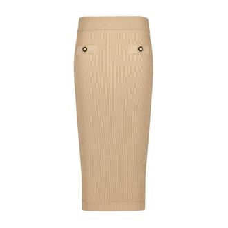 Balmain Gerippter Strick-Midi-Rock - - Skirts - Damen - Beige - M