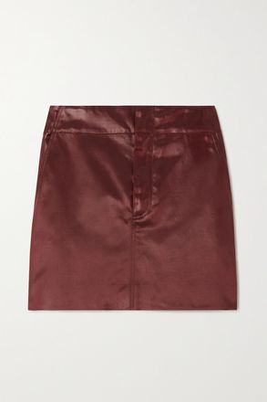 Gauchère Mini-jupe En Satinette De Coton Mélangé - Marron