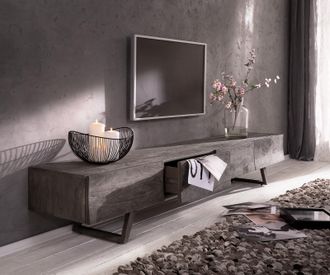 DELIFE Design-Lowboard Wyatt 220 cm Akazie Platin 4 Sch&uuml;be, Lowboards