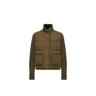 Moncler Moncler Cardigan Matelass&eacute; En Laine, Femme, Vert, Taille: Xs