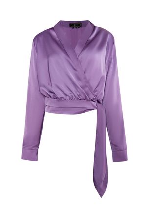 Faina Wickelbluse aus Satin Damen lila