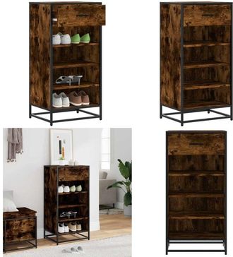 vidaXL Schuhregal Räuchereiche 48x38x97,5 cm Holzwerkstoff - Vidaxl