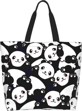 Generic Adorable Panda Sac Fourre Tout D&eacute;contract&eacute; Sacs De Courses L&eacute;ger Sac Fourre-Tout Pour Shopping Gym Travail