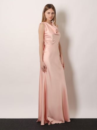 Actualee Womens Dress Long Satin Pink Polyester