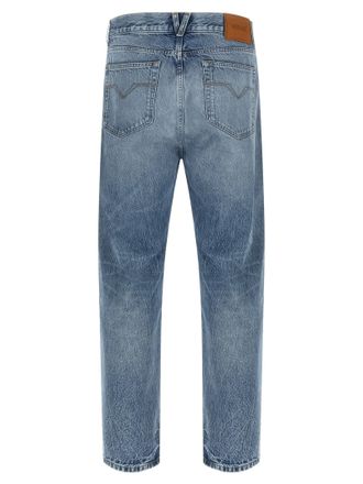 Versace Mens Blue Cotton Straight-Leg Jeans Clothing