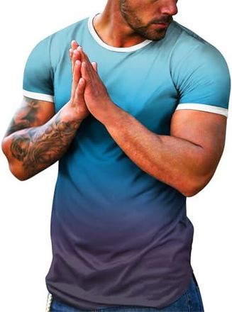 Generic Facile &agrave; porter - T-shirt &agrave; manches courtes pour homme - V&ecirc;tement de sport d&eacute;t&eacute; d&eacute;contract&eacute; &agrave; manches courtes pour lint&eacute;rieur et lext&eacute;rieur, la marche