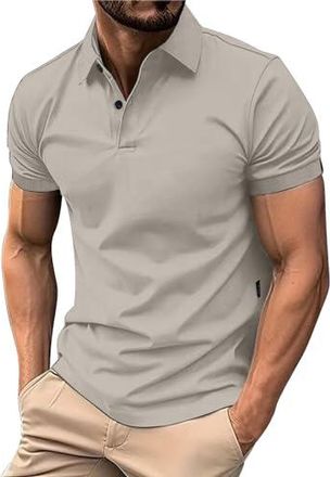 Generic Polo pour homme - Polo de golf &agrave; manches courtes pour adulte, haut de sport d&eacute;contract&eacute; respirant boutonn&eacute; pour la course &agrave; pied et la salle de sport,