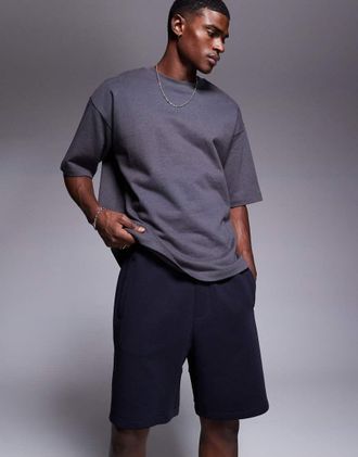 A|X Armani Exchange Short en molleton à logo - Bleu marine