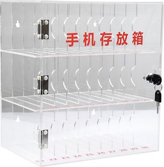 Generic Handy-Aufbewahrungsbox mit 30 F&auml;chern, Transparente Handy-Vitrine aus Acryl, mit Schloss und Schl&uuml;ssel, Flexible Installation, f&uuml;r Klassenzimmer, B&uuml;ro