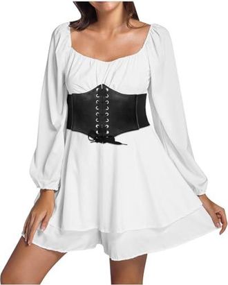 Generic Costume de pirate pour femme avec corset noir - &Eacute;l&eacute;gante ligne A - Robe de pirate - Costume de pirate - Costume de pirate - Costume de f&ecirc;te - Costume 