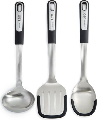 Berghoff BergHOFF Leo K&uuml;chenhelferset 3-teilig Graphite (K&uuml;chenwerzeugset, hochwertigen Edelstahl, weiches Silikon) 3950498, Hellgr&uuml;n