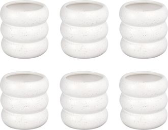 Butlers 6er-Set Beh&auml;lter Steinzeug HOOP | Runde Tassen gesprenkelte Glasur | ideal f&uuml;r Zahnb&uuml;rsten Utensilien B&uuml;ro K&uuml;che Bad