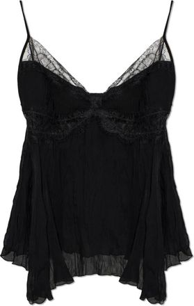 Blumarine Femme, Tops, Noir, Taille: 36 FR Top avec empi&egrave;cements en dentelle