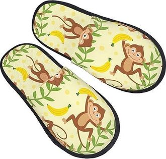 Generic Pantoufles Singe Bananier Tropical R&eacute;utilisables Accueil Pantoufles Cozy Chaussons Maison Pour Chambre H&ocirc;tel Voyage M