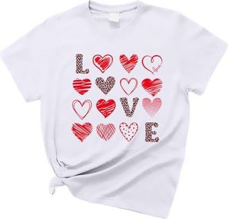 Generic T-shirt graphique pour femme pour la Saint-Valentin 2026, blanc, XL