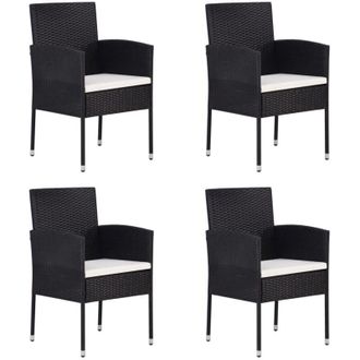 vidaXL Vidaxl - Chaises de jardin coussins blanc cr&egrave;me 4pcs noir r&eacute;sine tress&eacute;e