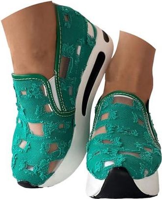 Generic Baskets orthop&eacute;diques pour femme - Broderie florale - Respirantes - Bout rond - Chaussures compens&eacute;es habill&eacute;es et d&eacute;contract&eacute;es - Chaussures de march