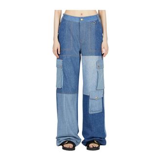 Marine Serre High-Rise Cargo Jeans - - Jeans - Damen - Blau - L