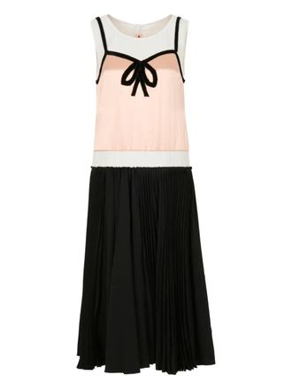 Marni robe mi-longue &agrave; plis et d&eacute;tail de noeud - Noir