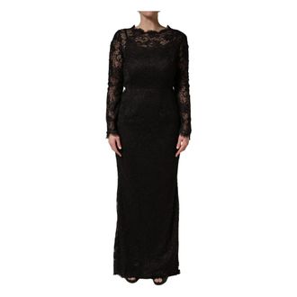 Dolce & Gabbana Femme, Robes, Noir, Taille: 36 FR Floral Lace Sheath Maxi Dress