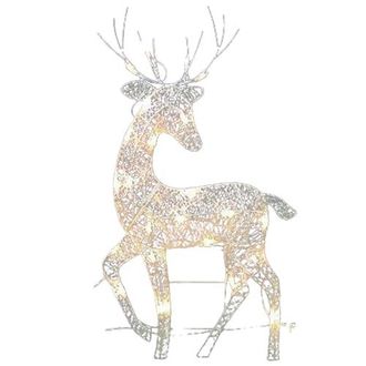 Generic Renne de No&euml;l, renne scintillant &agrave; LED, &eacute;lan en m&eacute;tal blanc chaud, d&eacute;coration lumineuse imperm&eacute;able pour int&eacute;rieur/ext&eacute;rieur, cerf debout clignotant p