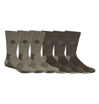 Columbia Chaussettes Crew Moisture Control pour homme, kaki/marron, 6-12 US, Kaki/marron, 6-12