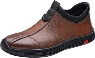 Generic Chaussures daffaires pour homme tendance sans lacets &agrave; enfiler - Mocassins en cuir &agrave; bout rond - Chaussures plates antid&eacute;rapantes pour r&eacute;unions daffai