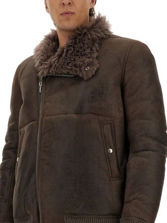 Rick Owens Calfskin Leather Bomber Jacket - Gray