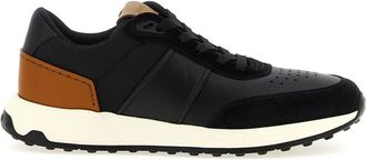 Tod's Homme, Chaussures, Noir, Taille: 42 EU Baskets en cuir et tissu technique