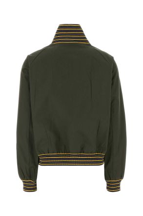 Prada Striped-Collar Poplin Bomber Jacket - Green
