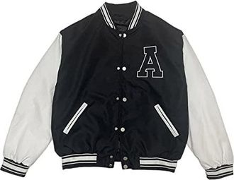 ORANDESIGNE Veste de Baseball Femme Manches Longues Unisexe Veste Couple Lettre Blouson Bomber Vintage Casual College Coupe-Vent Baseball Blouson Sweat Veste Spor