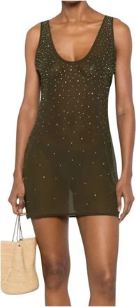 MC2 Saint Barth Femme, Robes, Vert, Taille: 36 FR Mini robe transparente orn&eacute;e de strass