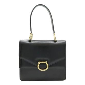 Celine Sac &agrave; main Pre-owned en cuir Gancini W Flap - Femme - Pre-owned - Noir - Taille: ONE Size
