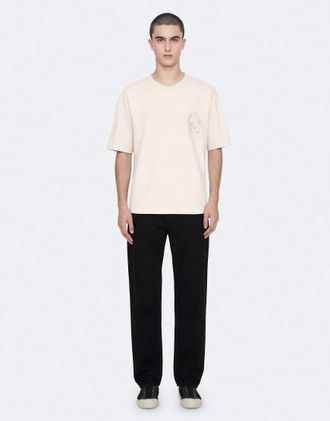 AllSaints Roller T-Shirt mit Rundhalsausschnitt in Taupe-Wei&szlig;