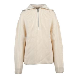 Courr&egrave;ges Pullover mit Rei&szlig;verschluss und Kapuze - - Knitwear - Damen - Wei&szlig; - S