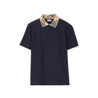 Burberry Check-collar Cotton Polo Shirt