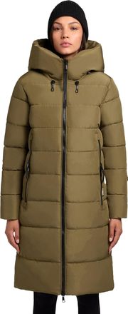 Khujo Damen Langer Wintermantel warmer Steppmantel mit gro&szlig;er Kapuze Jilias5-YM Scrub Green Gr. L