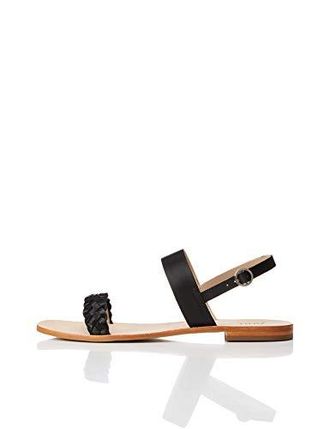 Find. Two Band Slingback Leather Sandalias con punta abierta, Negro Black), 38 EU