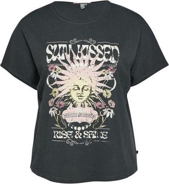 QS by s.Oliver Kurzarmshirt T-Shirt Gewaschenes Oversize-Shirt mit Frontprint