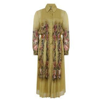 Alberta Ferretti Langes Kleid mit Blumen- und Tiermotiv und Kn&ouml;pfen - - Dresses - Damen - Mehrfarbig - XS
