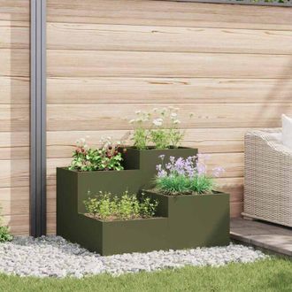 vidaXL Vidaxl - Cache-pot de jardin Vert olive 100 x 100 x 60 cm Acier