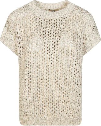 Herno Femme, Pulls, Beige, Taille: 40 FR Smanicato Traforato in Cotone