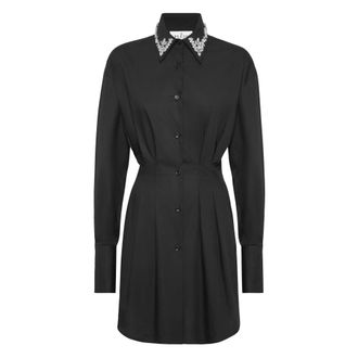 Philipp Plein Mini Hemdblusenkleid LS Strass - - Dresses - Damen - Schwarzk - L