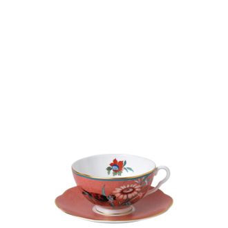Wedgwood Paeonia Blush Teetasse und Untertasse, Koralle, 170 ml