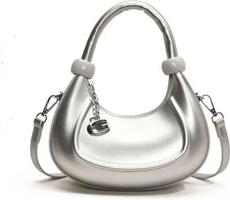 Generic Sac &agrave; bandouli&egrave;re tendance en cuir avec poign&eacute;e sur le dessus pour femme - Petit sac &agrave; bandouli&egrave;re vintage avec croissant de croissant - Mini sac &agrave; ma